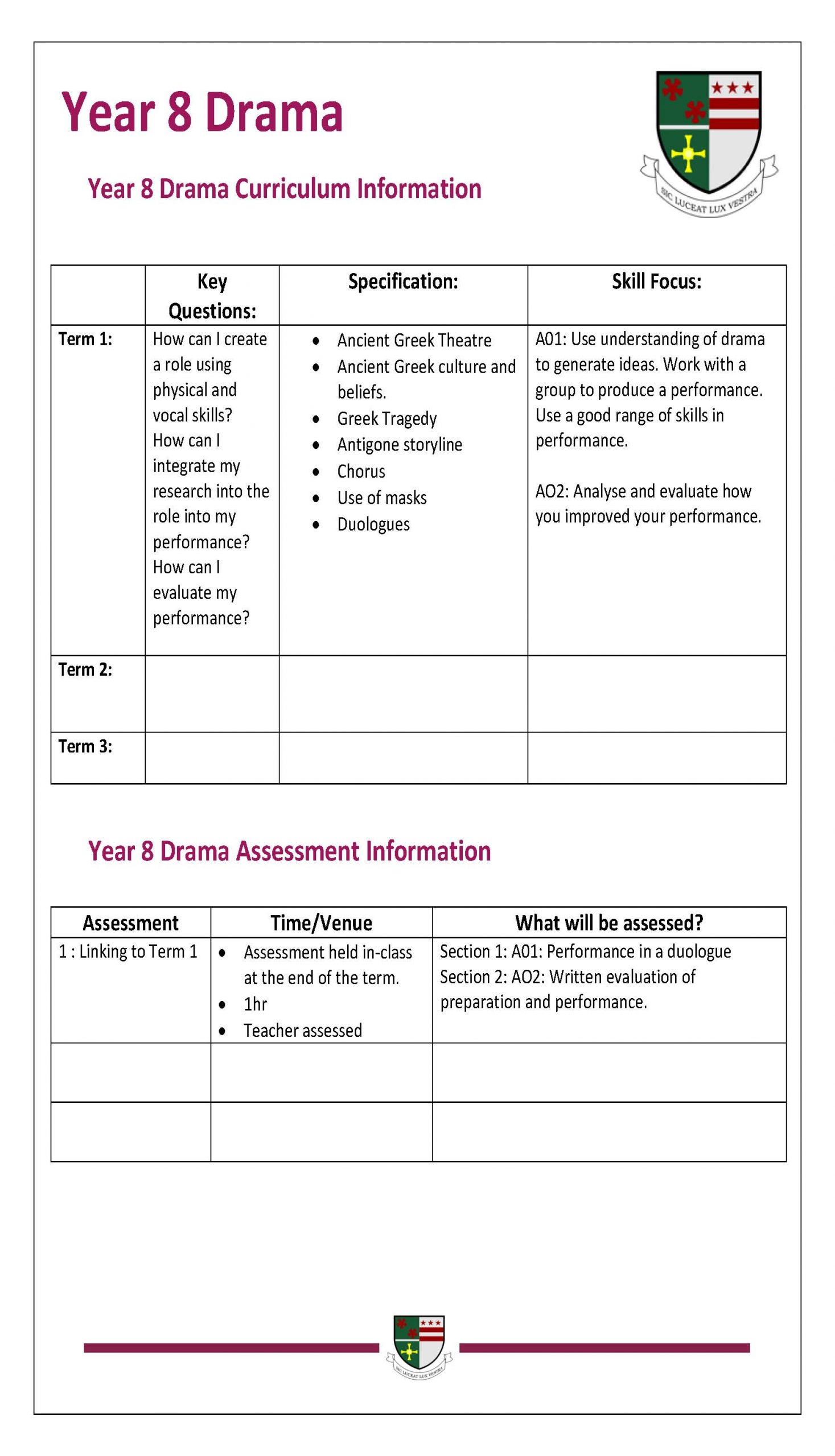 yr8 Drama - St Robert of Newminster