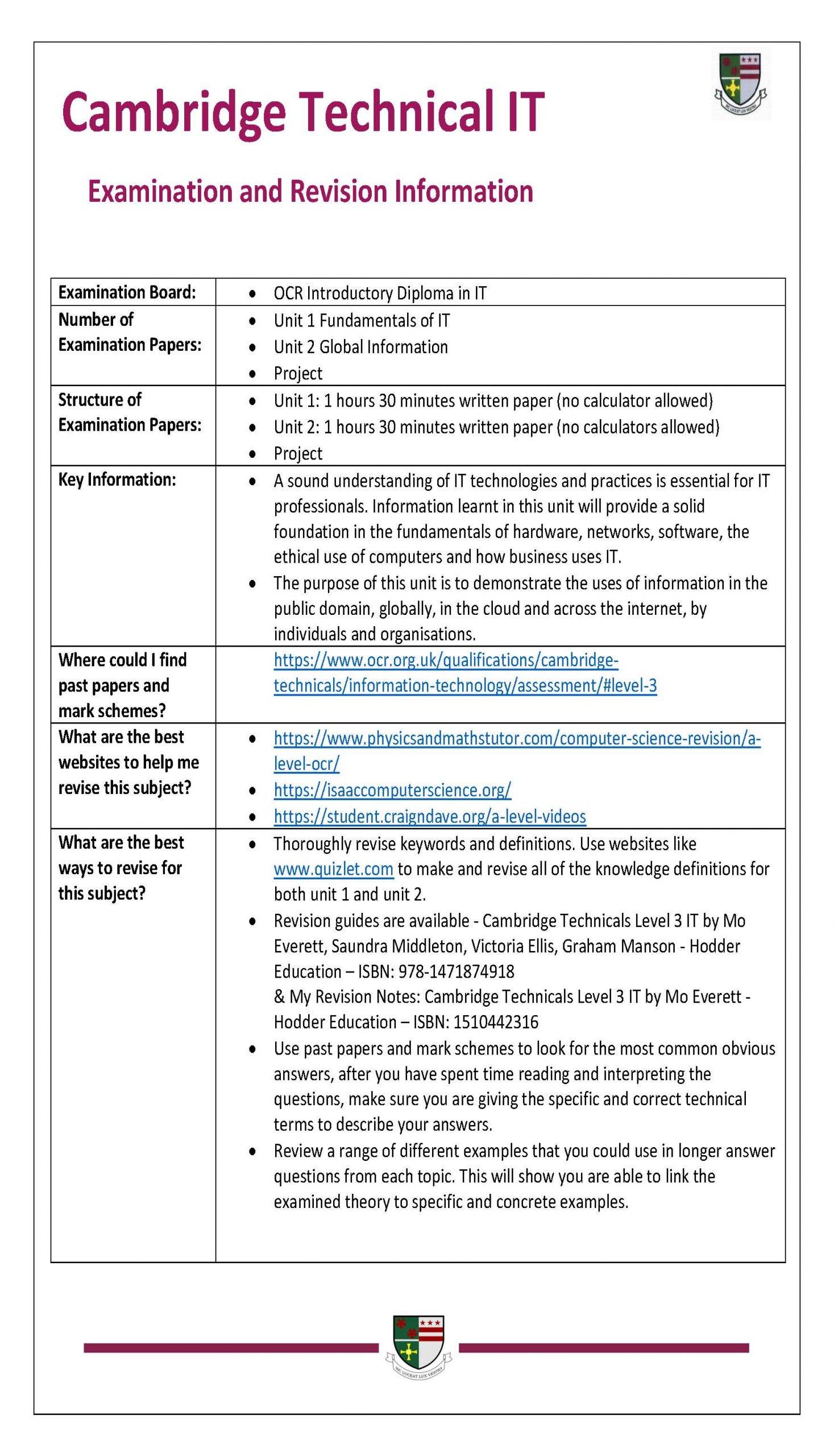 Cambridge Technical in IT - St Robert of Newminster